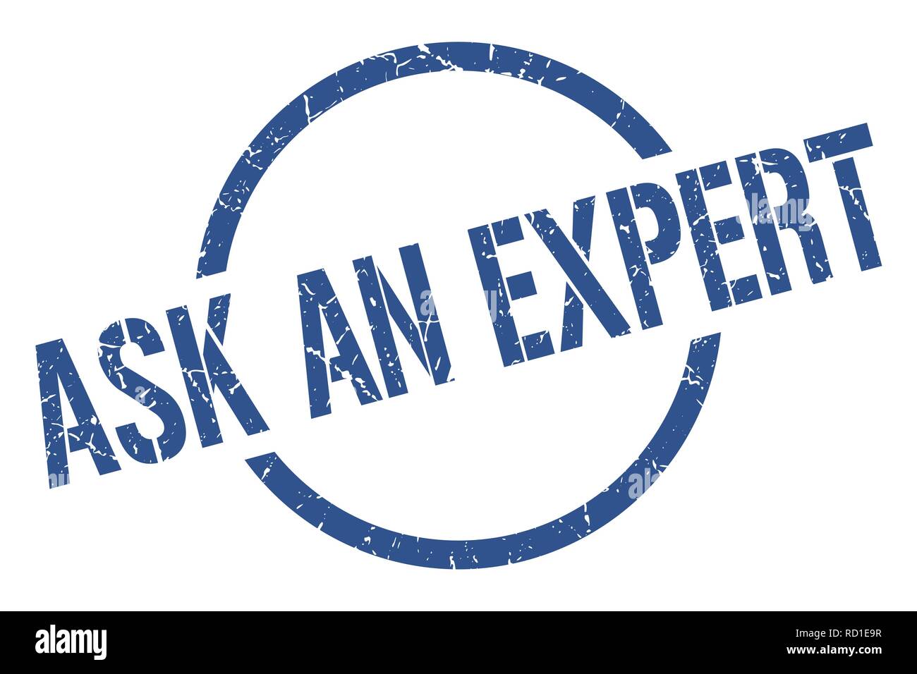 ask an expert blue round stamp Stock Vector Image & Art - Alamy