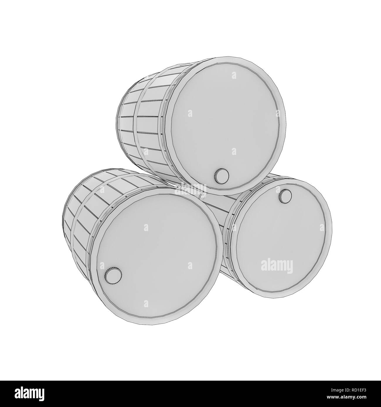 barrels sketch isolated on white background 3d illustration Stock Photo ...