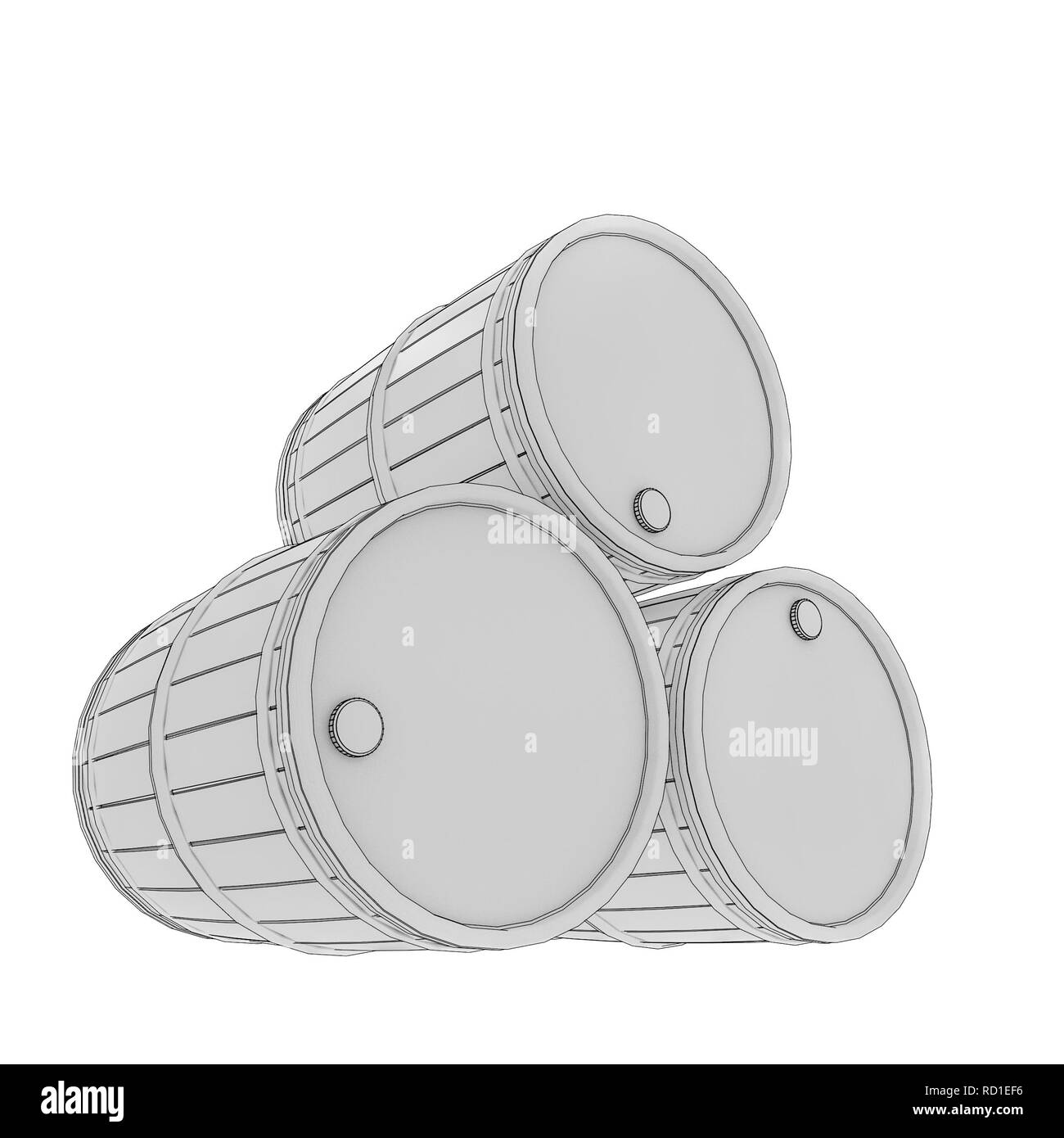 barrels sketch isolated on white background 3d illustration Stock Photo ...