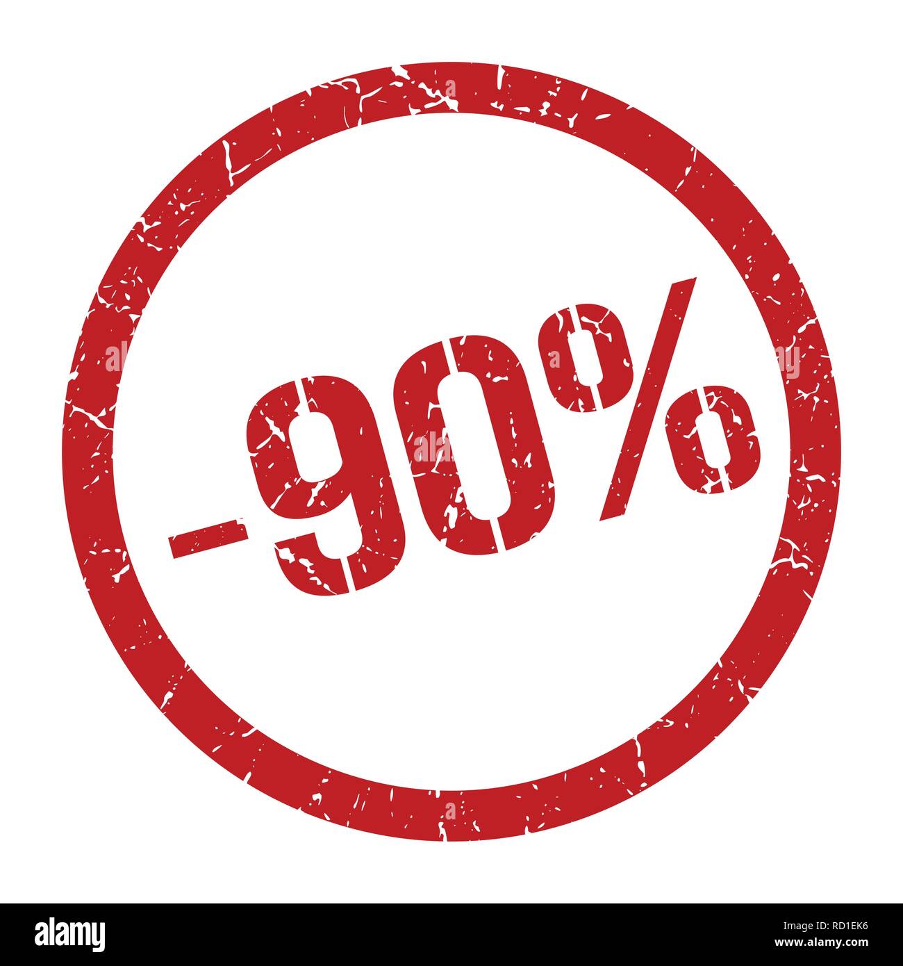 -90% red round stamp Stock Vector Image & Art - Alamy