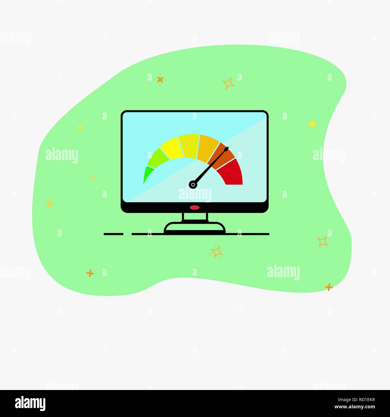 screen of the computer monitor shows the scale of the signal level ...