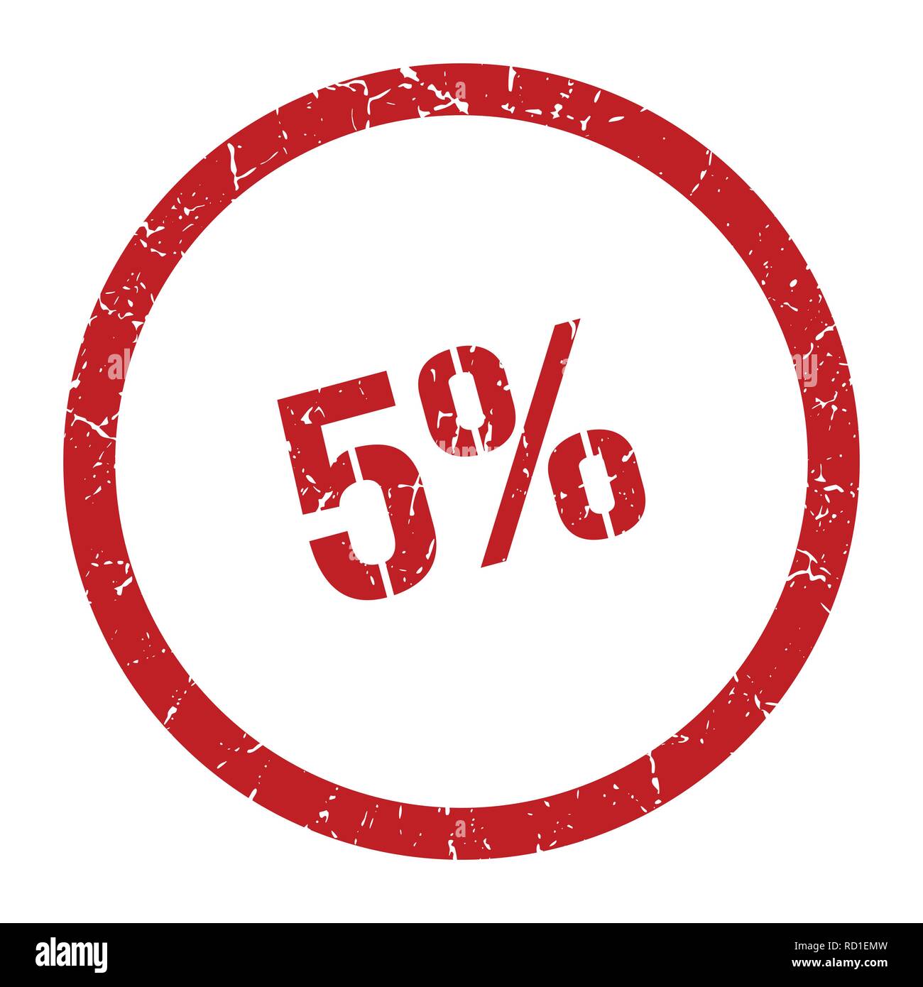 5% red round stamp Stock Vector Image & Art - Alamy