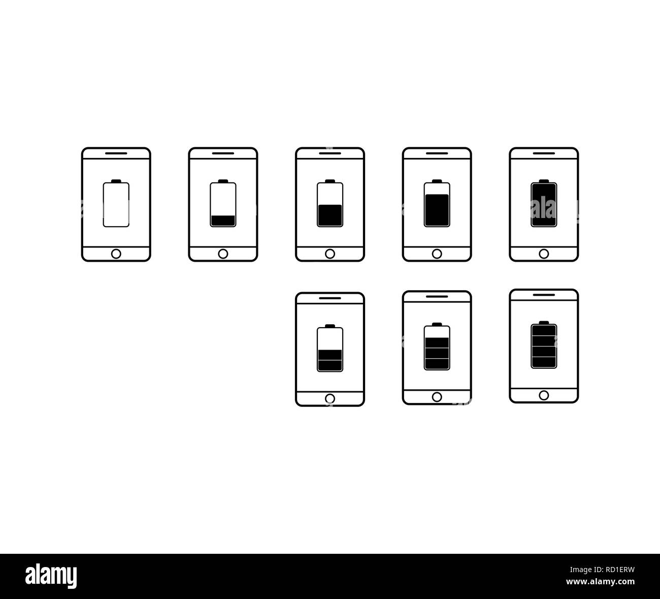 contour of the smartphone with the image of the battery and the degree ...