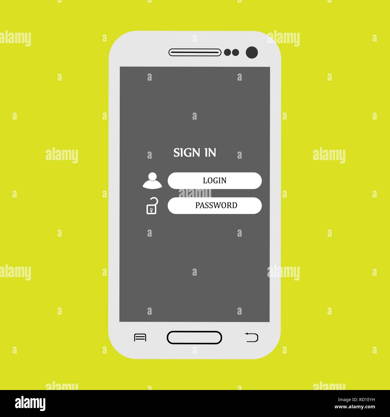 On the screen of the smartphone panel to enter the login and password ...