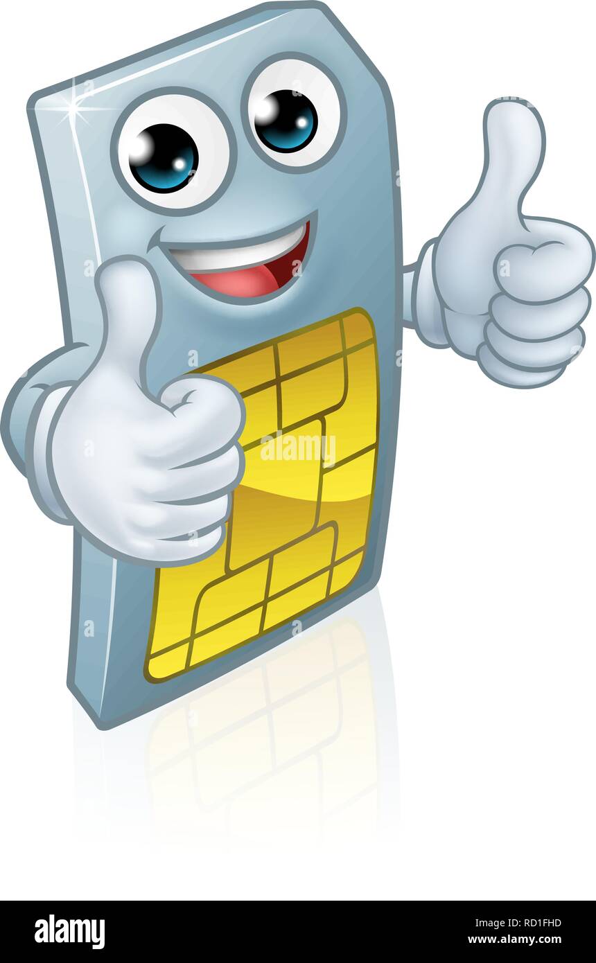 Sim Card Mobile Phone Thumbs Up Cartoon Mascot Stock Vector Image & Art ...