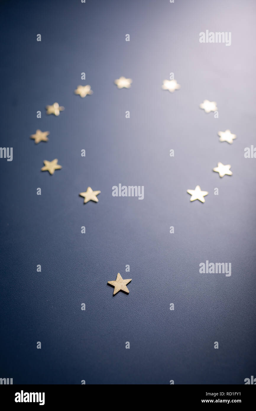 Europe Union symbol - golden stars on blue background. Separated star ...