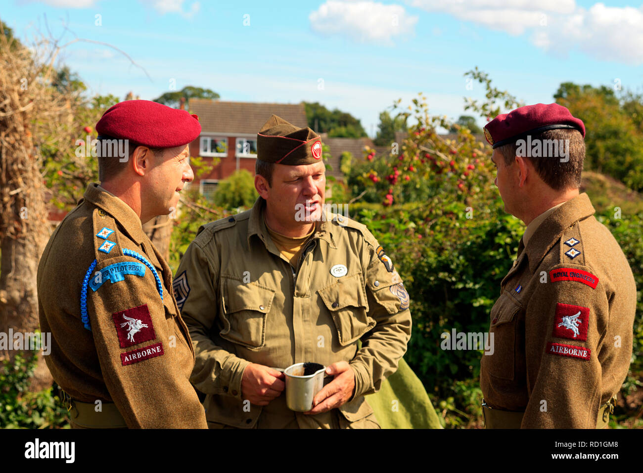 Military personel in discussion at 40's weekend in North Thoresby ...