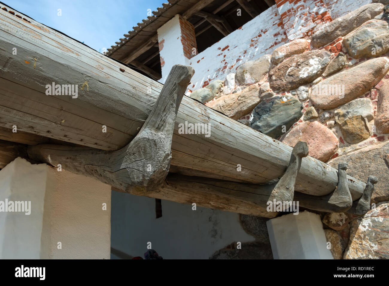 Wooden hook for fixing ceiling beams Stock Photo - Alamy