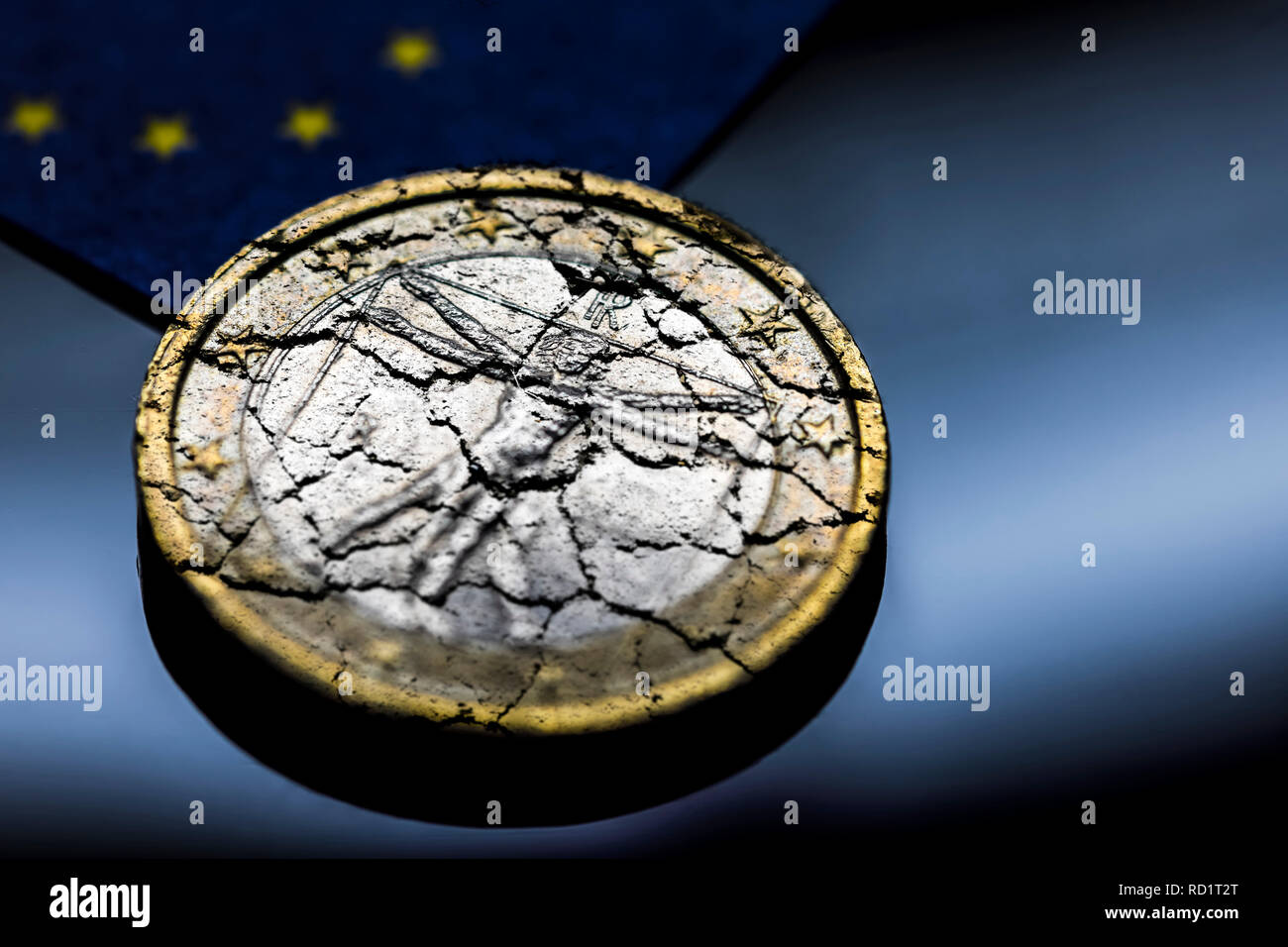 Italian eurocoin with tears, symbolic photo debt crisis in Italy ...