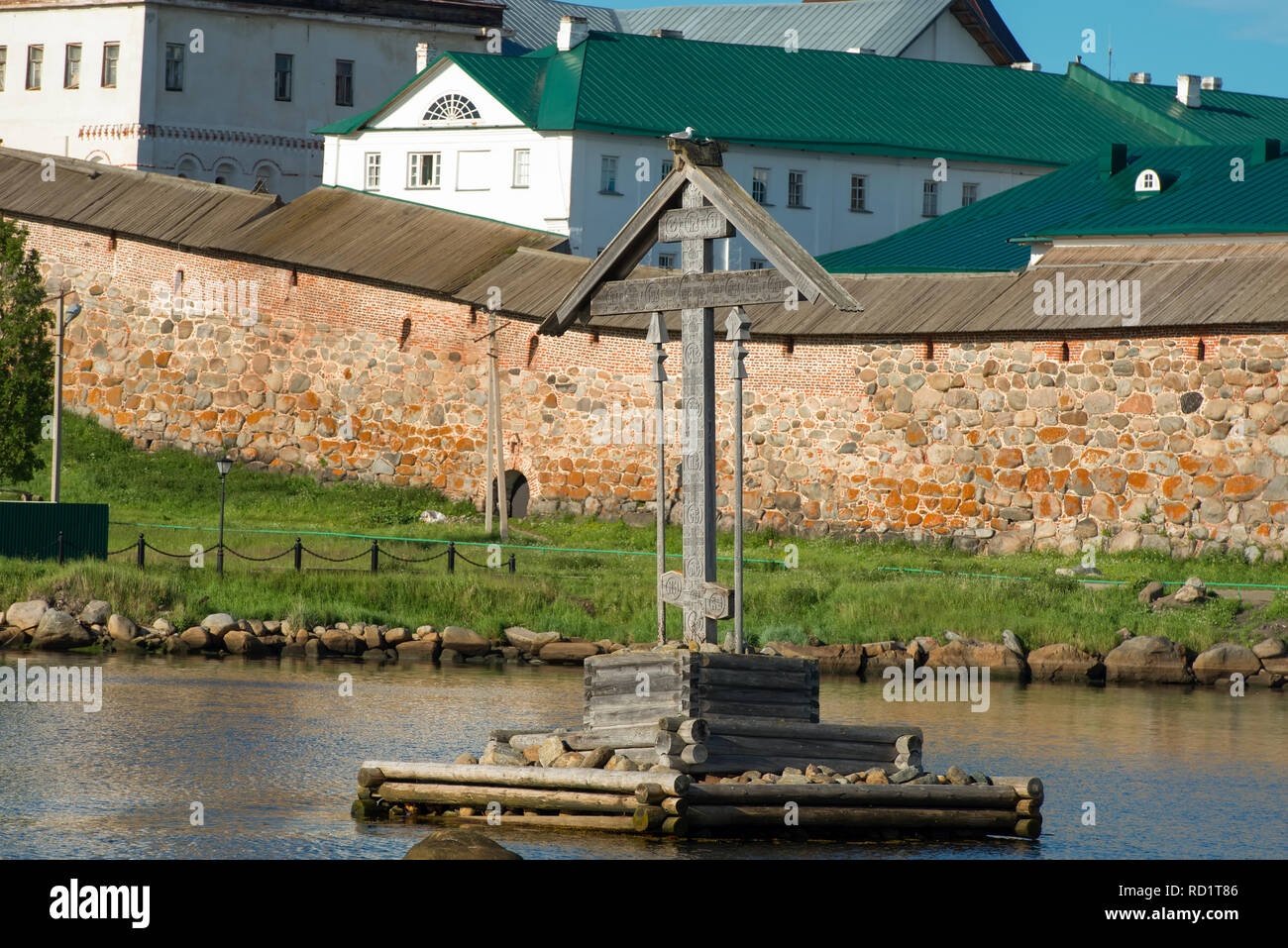 Worship and navigation cross in the Solovki Bay. Solovki Islands ...
