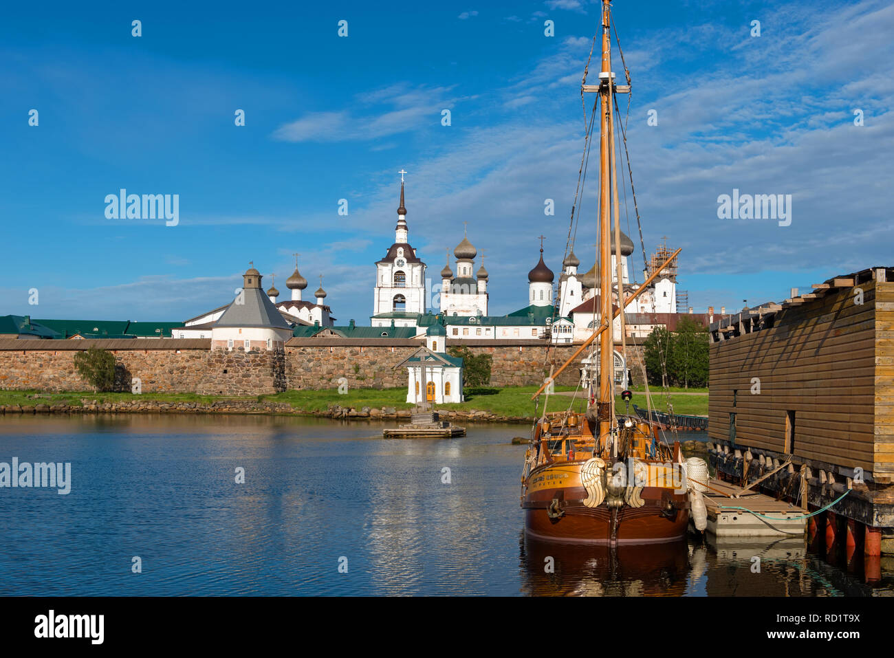 ISLAND SOLOVKI, RUSSIA - JUNE 26, 2018: The yacht "Saint Peter" is a ...