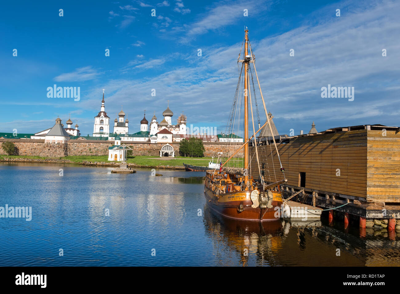 ISLAND SOLOVKI, RUSSIA - JUNE 26, 2018: The yacht "Saint Peter" is a ...