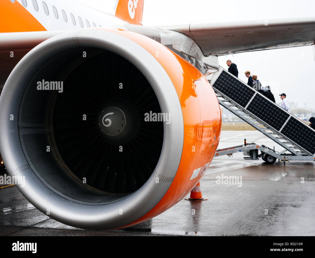 HAMBURG, GERMANY - MAR 22, 2018: Large turbine and people entering ...