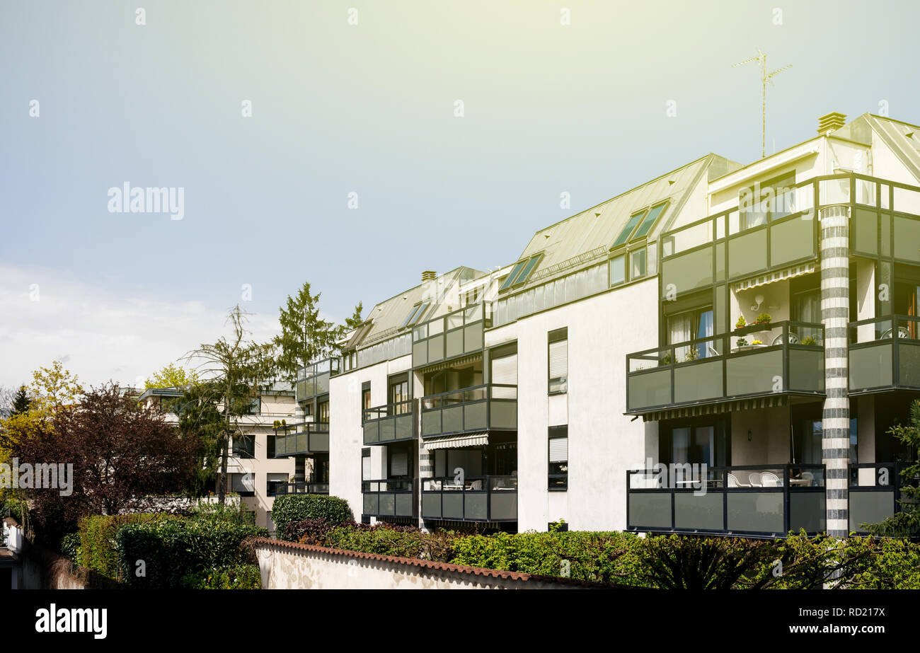 Typical French apartment buildings on a warm spring day in French city ...