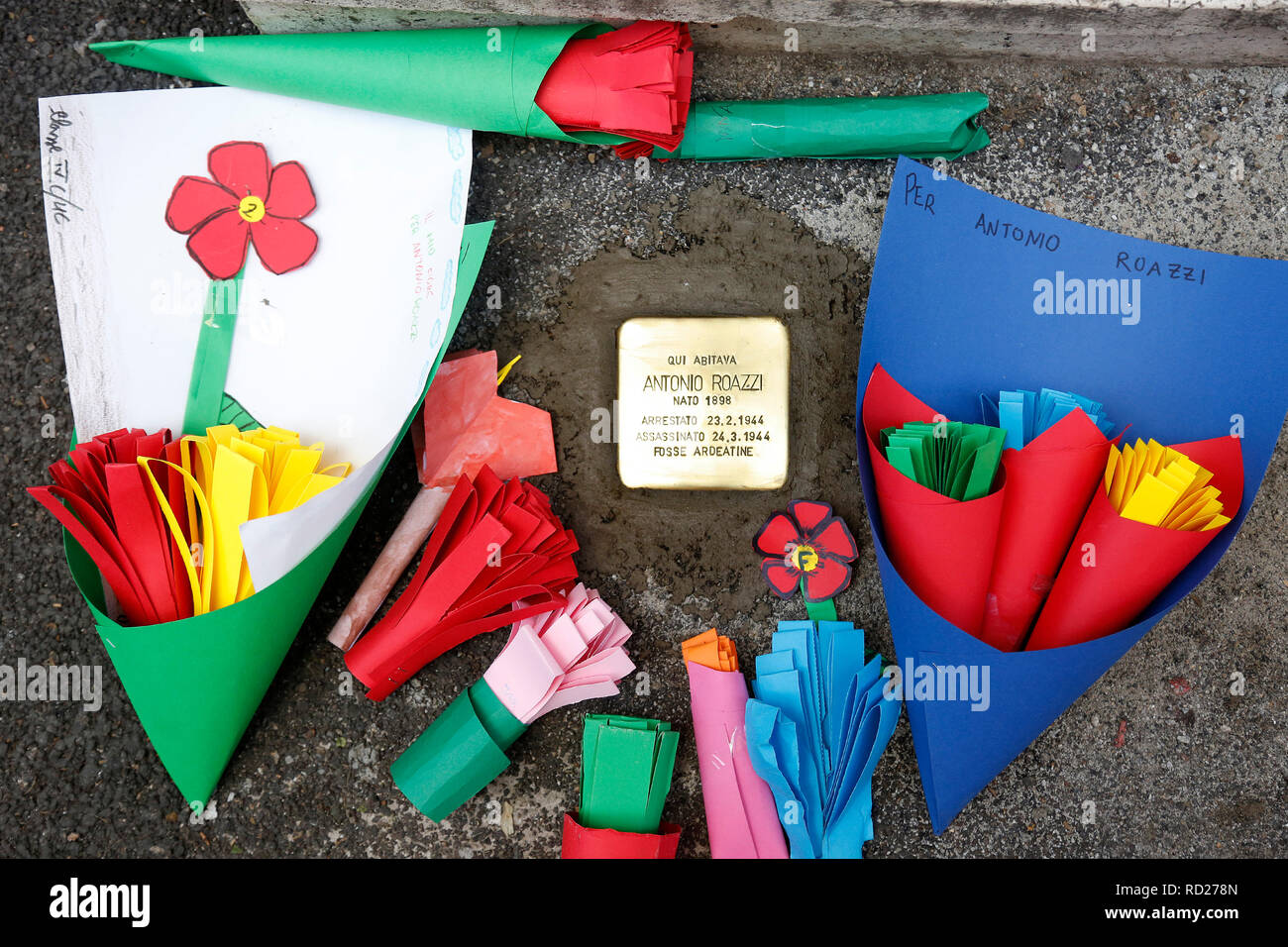 Rome January 16th 2019. Placing of a stumbling block in memory of ...