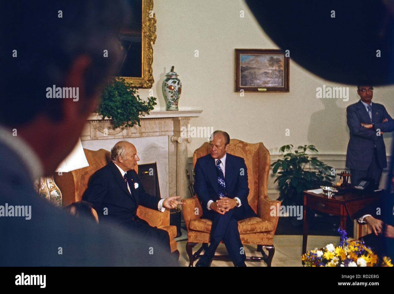 Bundespräsident Walter Scheel und Präsident Gerald Ford bei einem ...