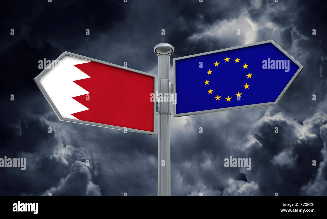 Bahrain and European Union guidepost. Moving in different directions ...