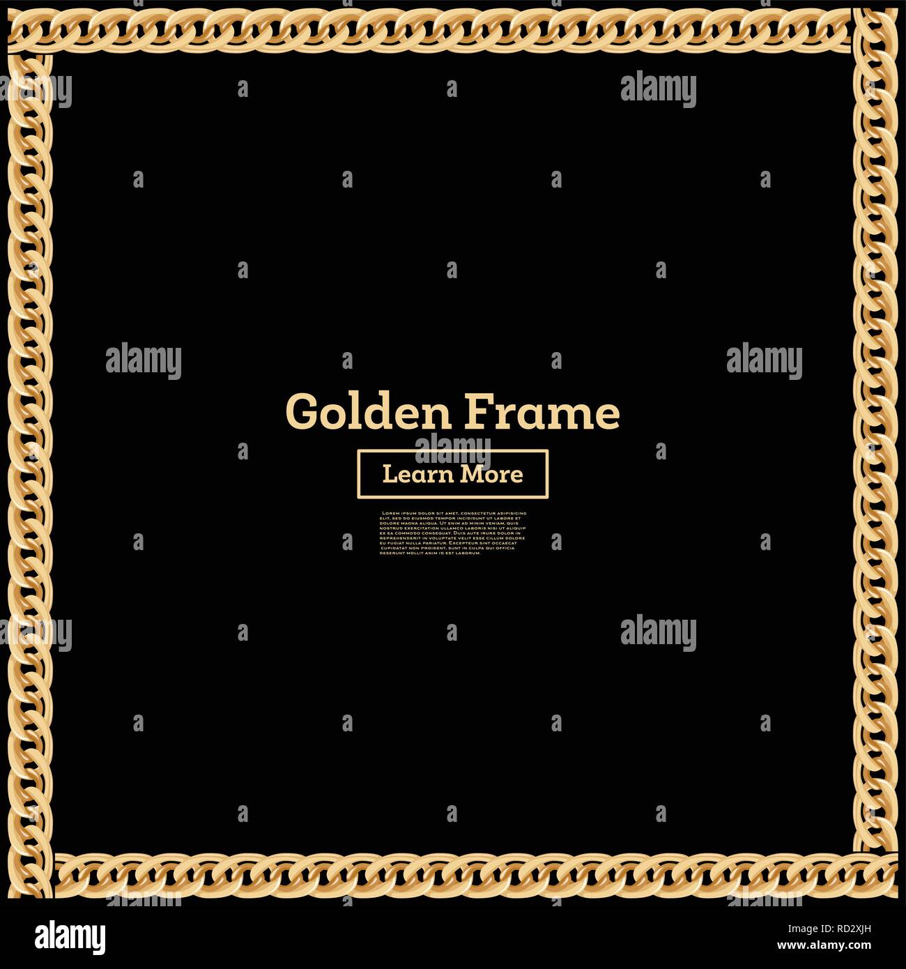 Golden Chain Square Border Frame. Rectangle Shape. Jewelry Design ...