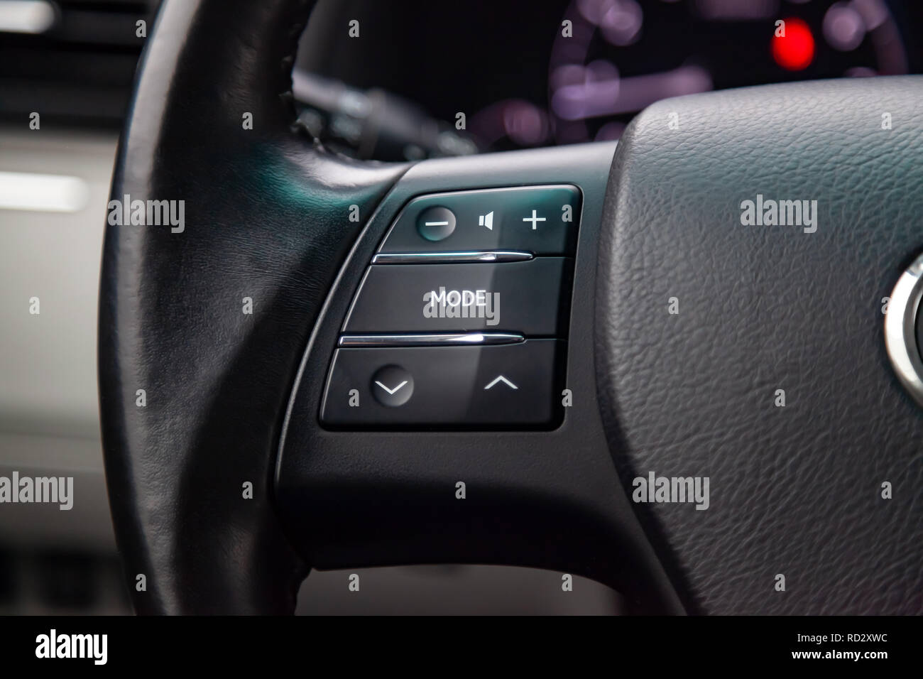 Music control buttons via bluetooth on the steering wheel of the car ...