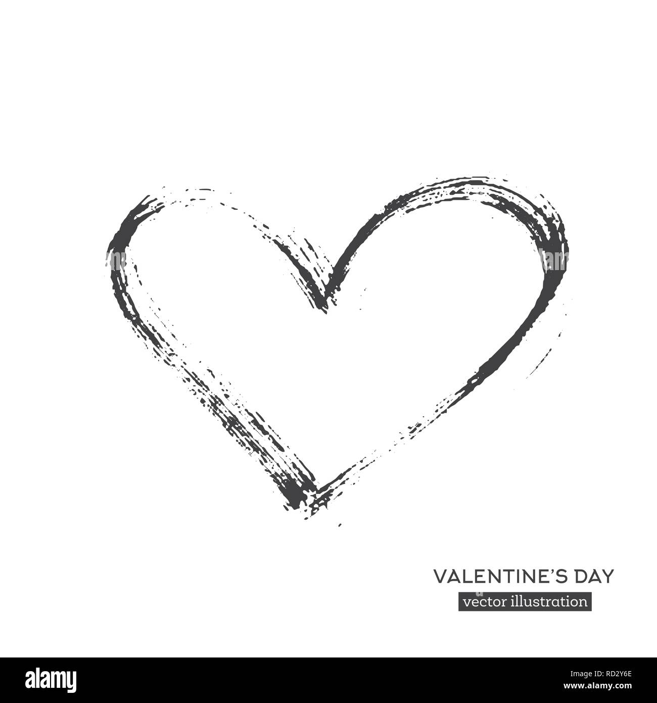 Hand Drawn Calligraphy Heart Isolated on White Background. Vector ...