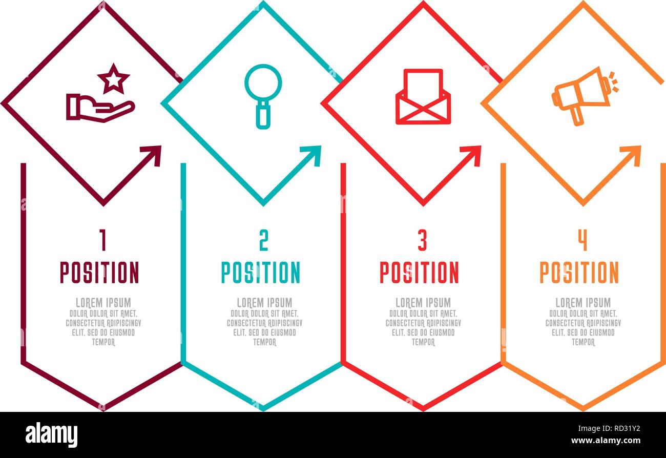 Modern line vector illustration. Infographic template with four ...