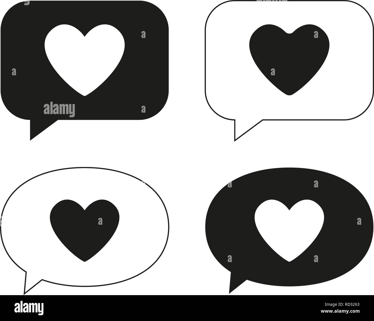 Black and white love messages set Stock Vector Image & Art - Alamy