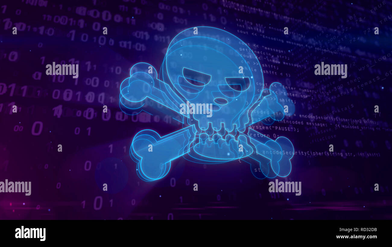 Cyber crime abstract concept. Shape and contour of skull icon on ...