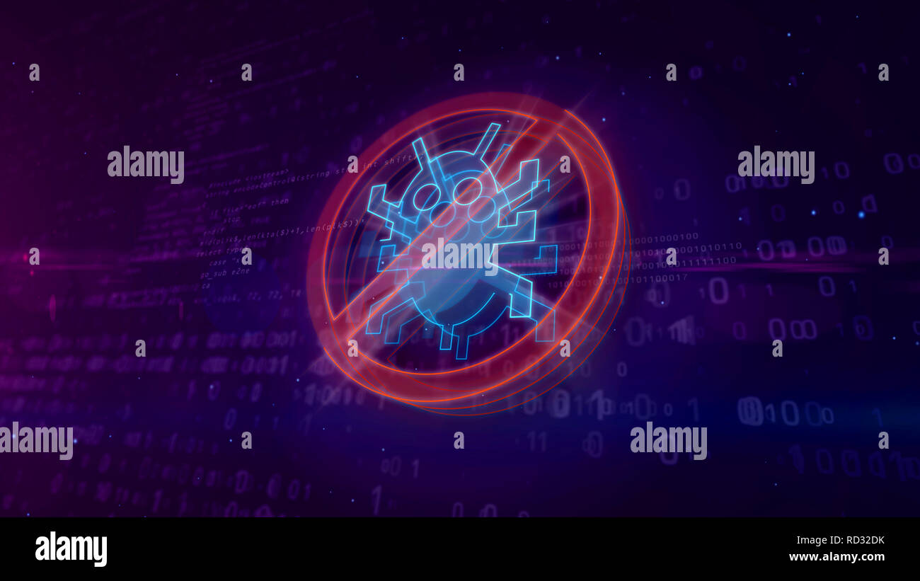 Cyber security abstract concept. 3D contour of antivirus icon on ...