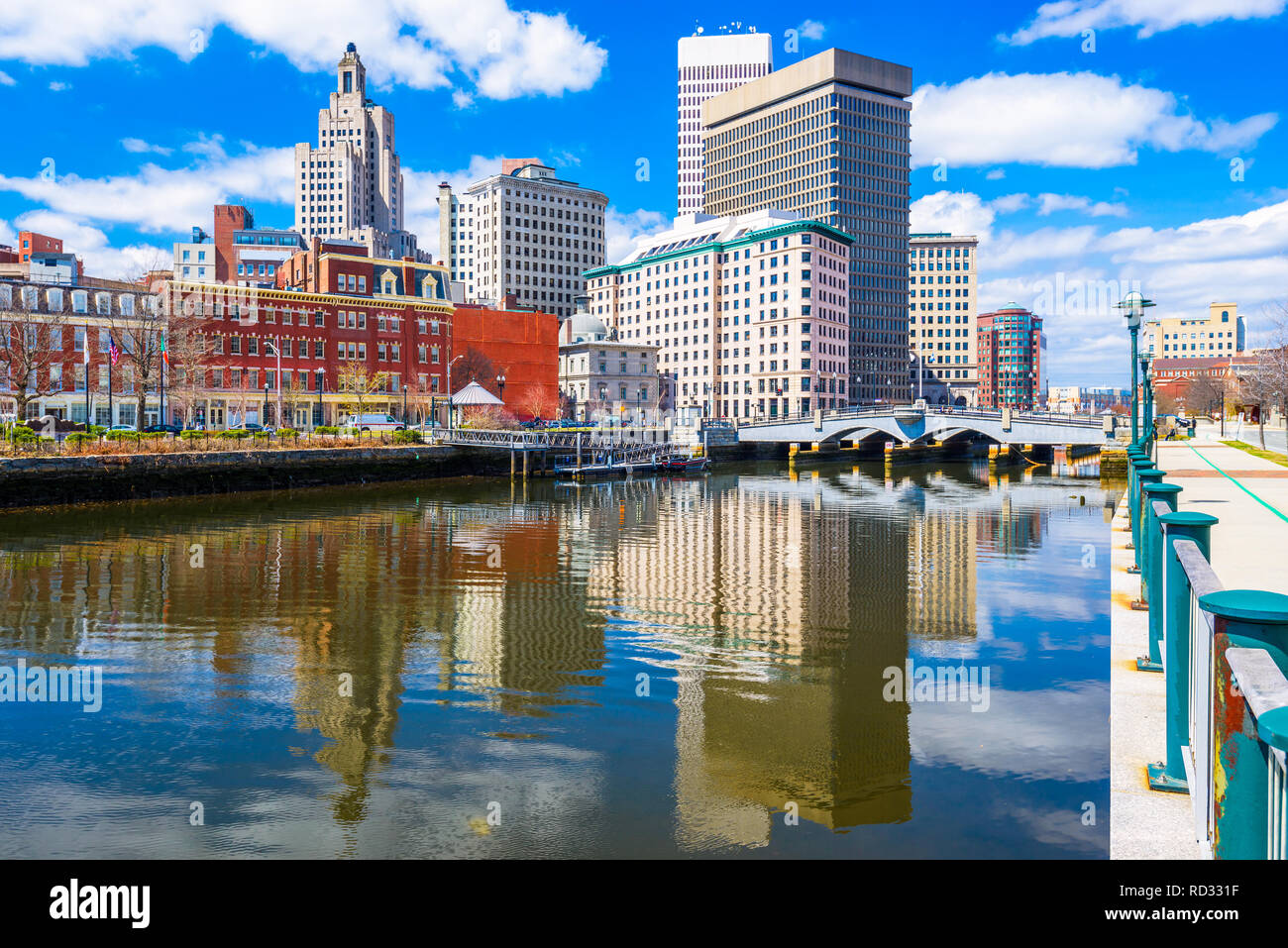 Providence, Rhode Island, USA downtown skyline on the river Stock Photo ...