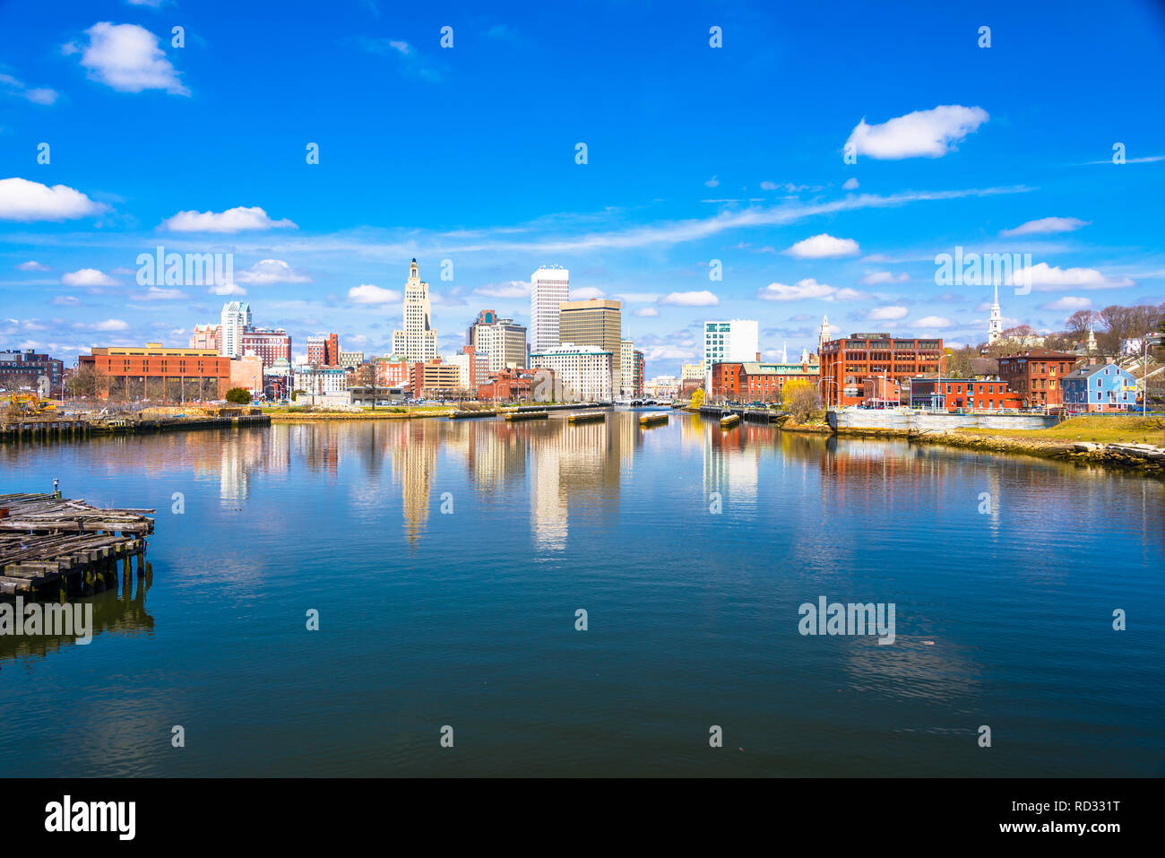 Providence, Rhode Island, USA downtown skyline on the river Stock Photo ...