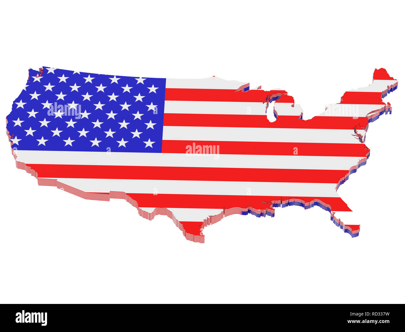 High resolution image map USA. 3d illustration over white backgrounds ...
