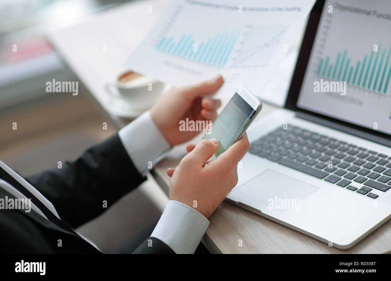 closeup.business person using finance and bank on internet Stock Photo ...