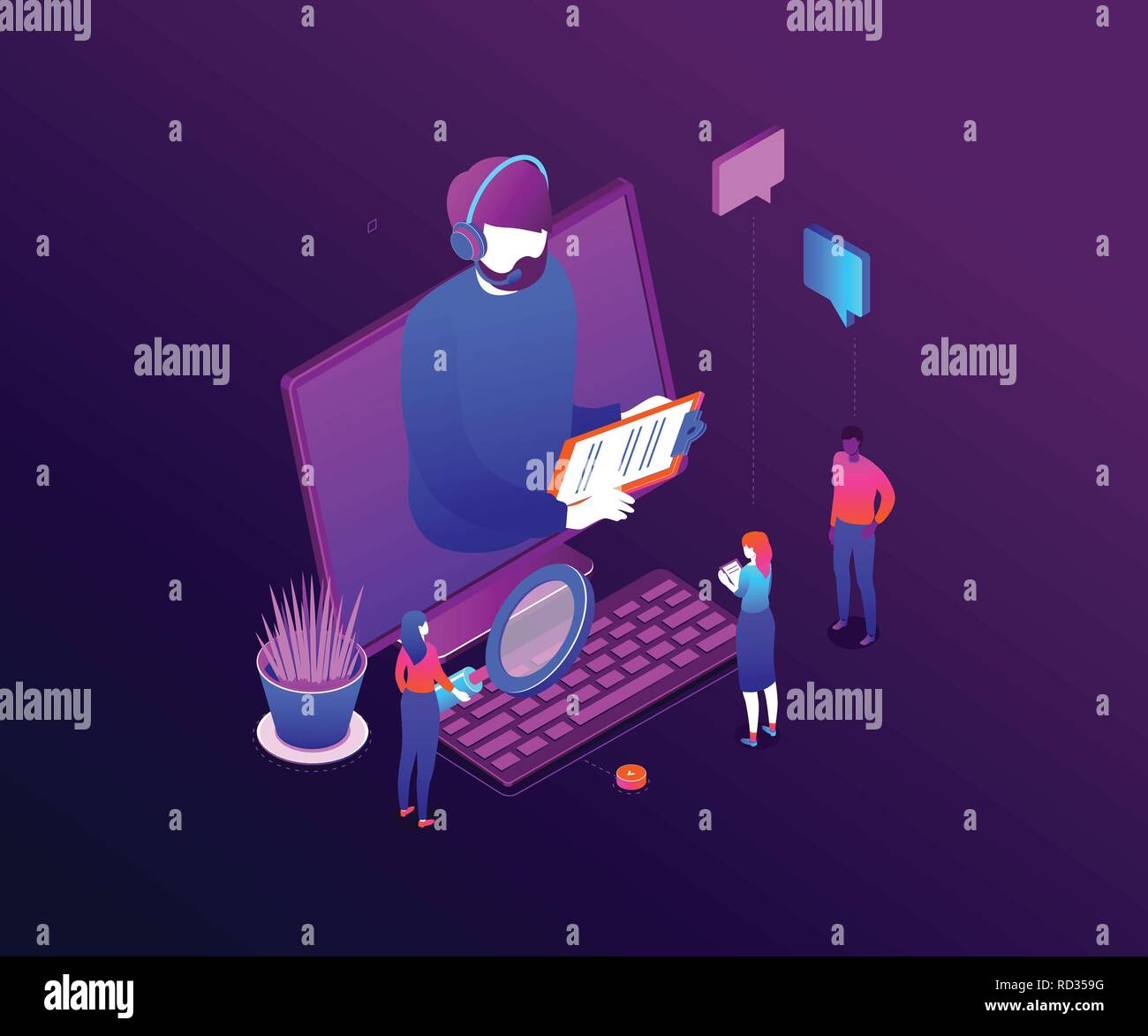 Technical support - modern colorful isometric vector illustration Stock ...