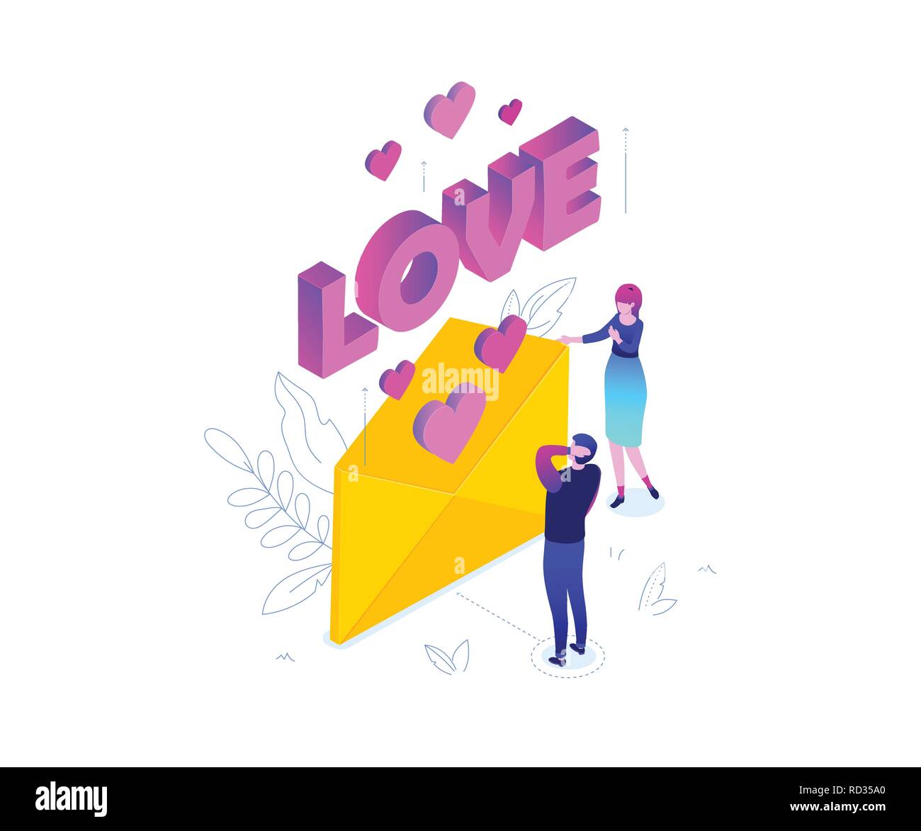 Love letter - modern colorful isometric vector illustration Stock ...