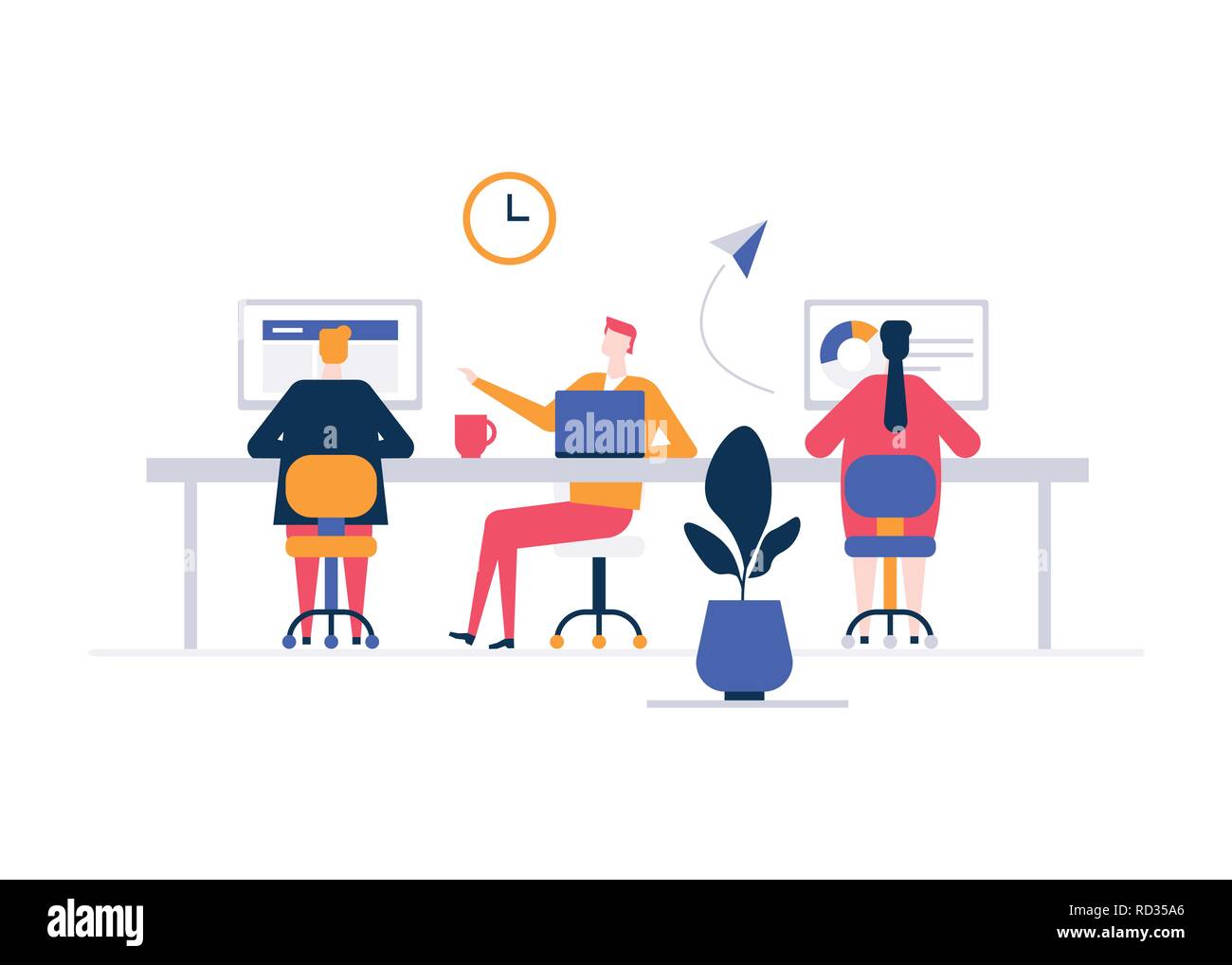 Coworking space - flat design style colorful illustration Stock Vector ...