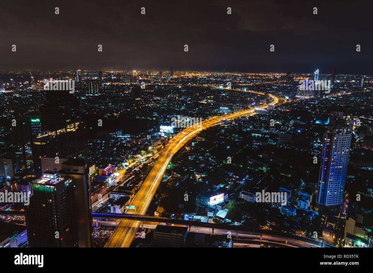 Bangkok Skyline by Night Stock Photo - Alamy