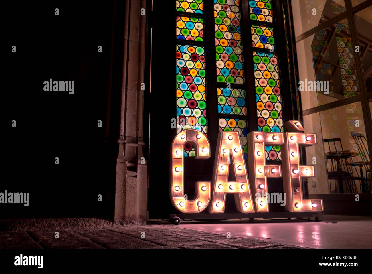 Coffee sign lights hi-res stock photography and images - Alamy