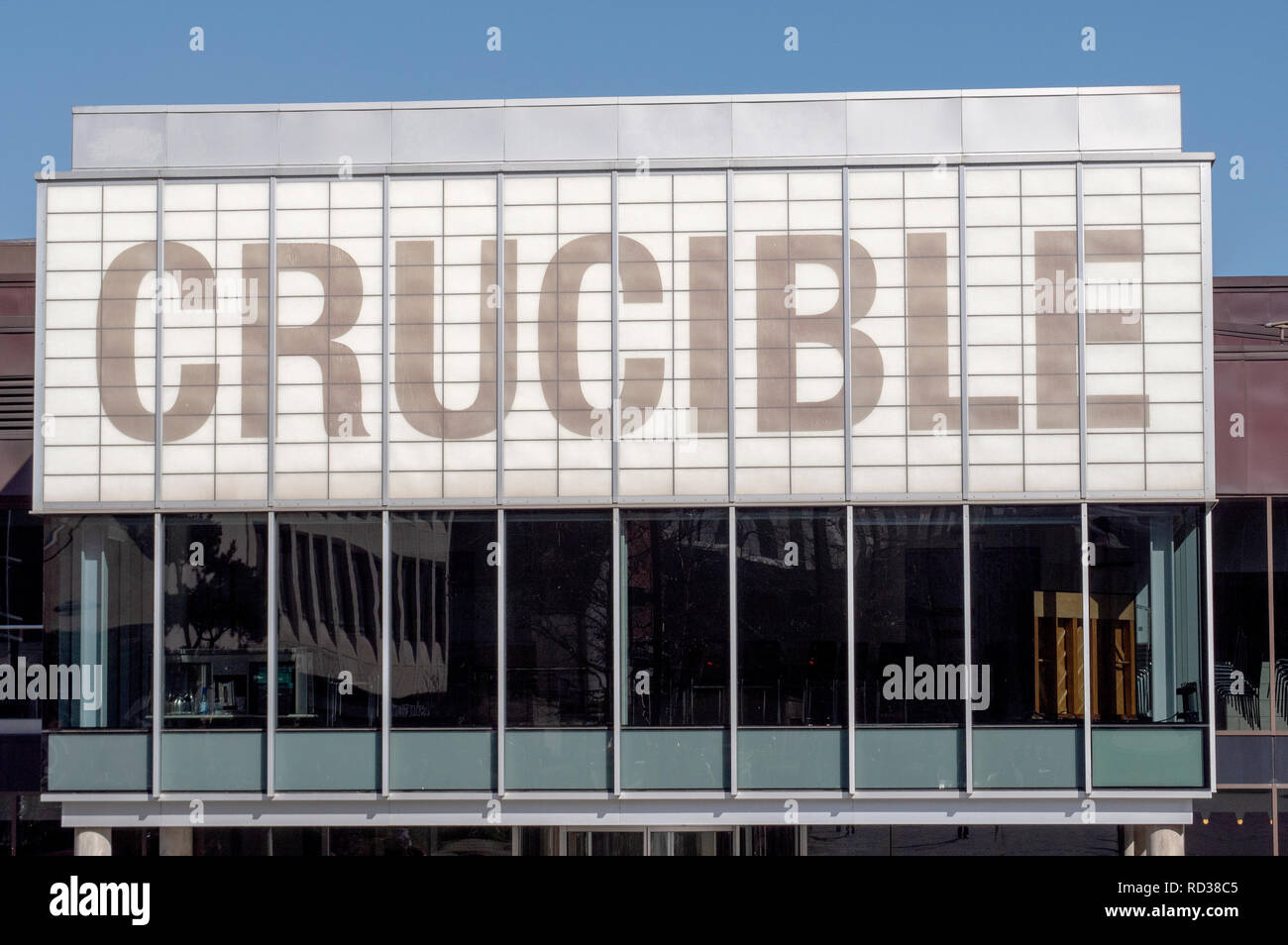 Crucible Theatre sign, Sheffield, South Yorkshire, England, UK Stock ...
