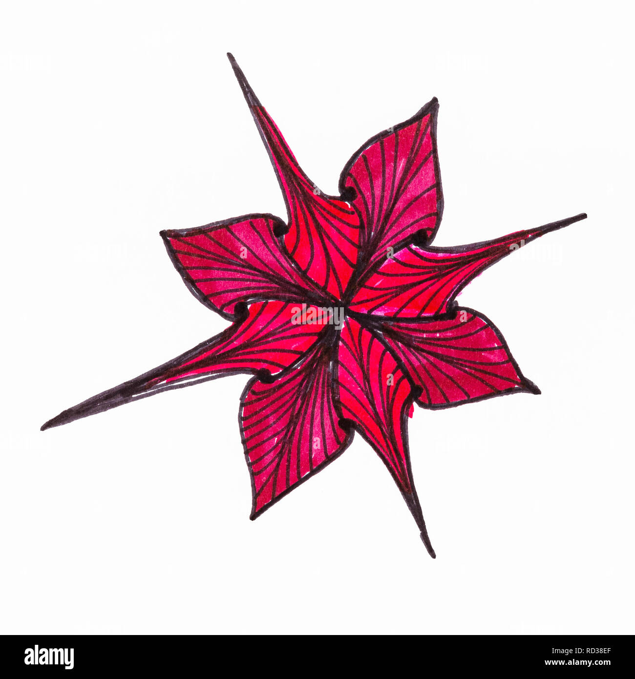 abstract hand drawn pattern on white paper by red felt pens - detail of ...