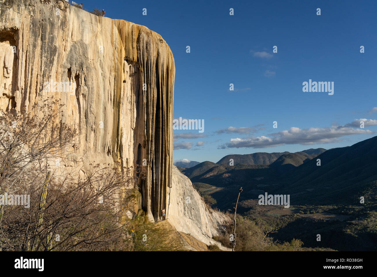 Petrified waterfall and mountain range, Mexico Stock Photo - Alamy