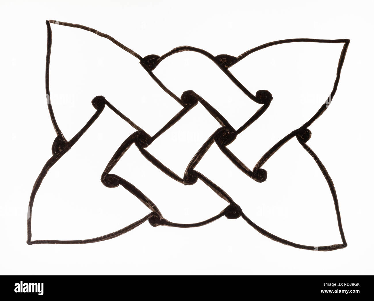 abstract hand drawn pattern on white paper by felt pen - black and ...