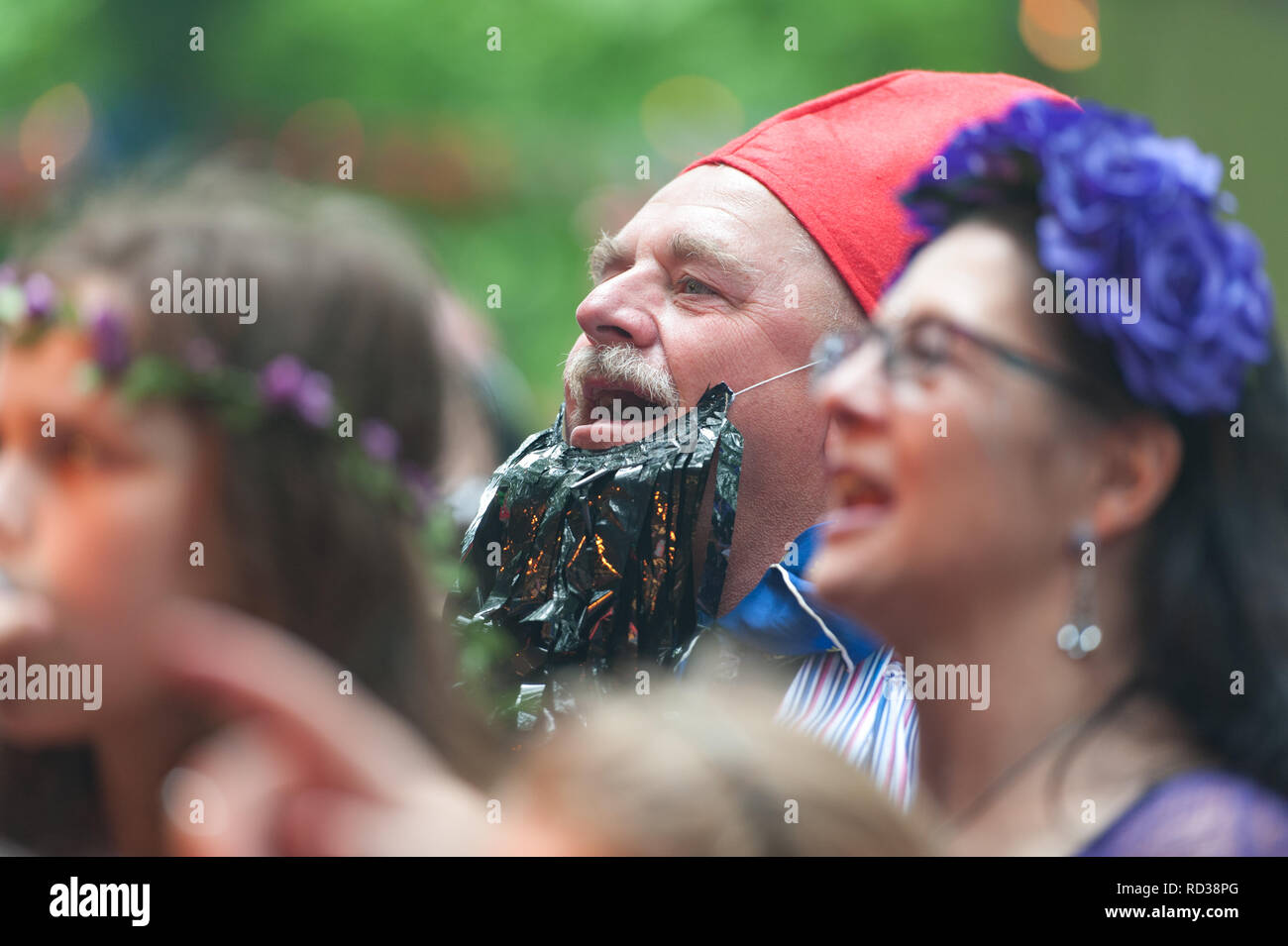 Crowd watching a band at the Bearded Theory music festival Stock Photo ...