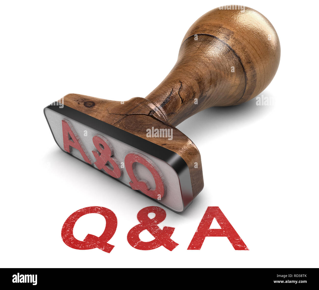 Q and A, question and answer rubber stamp over white background. 3D ...