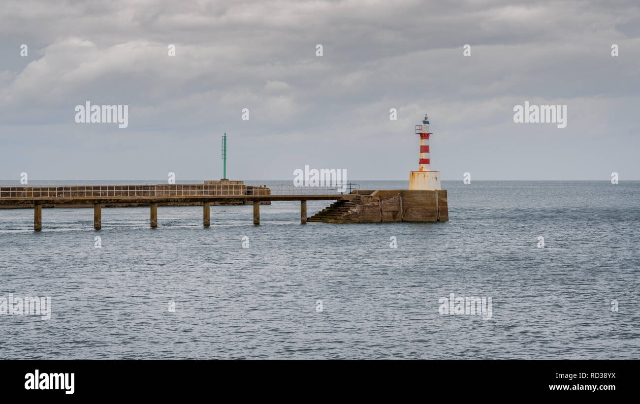 The Pier Lighthouse in Amble in Northumberland, England, UK, seen from ...