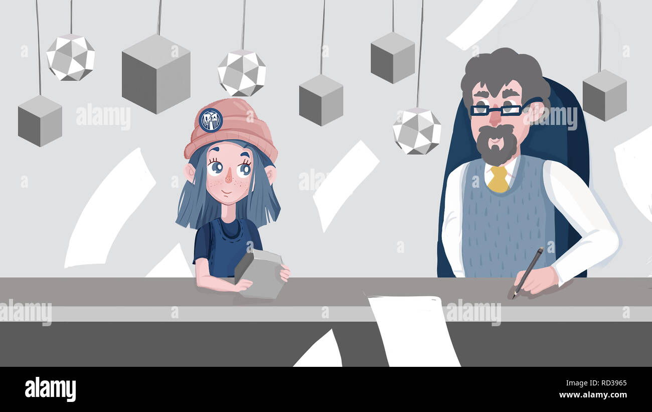 a beautiful Professor teaches drawing. illustration Stock Photo - Alamy