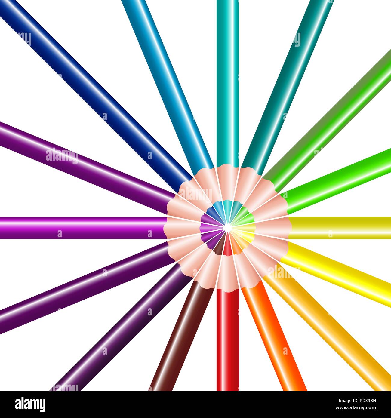 Color pencils in the form of a circle. Color pencils background ...