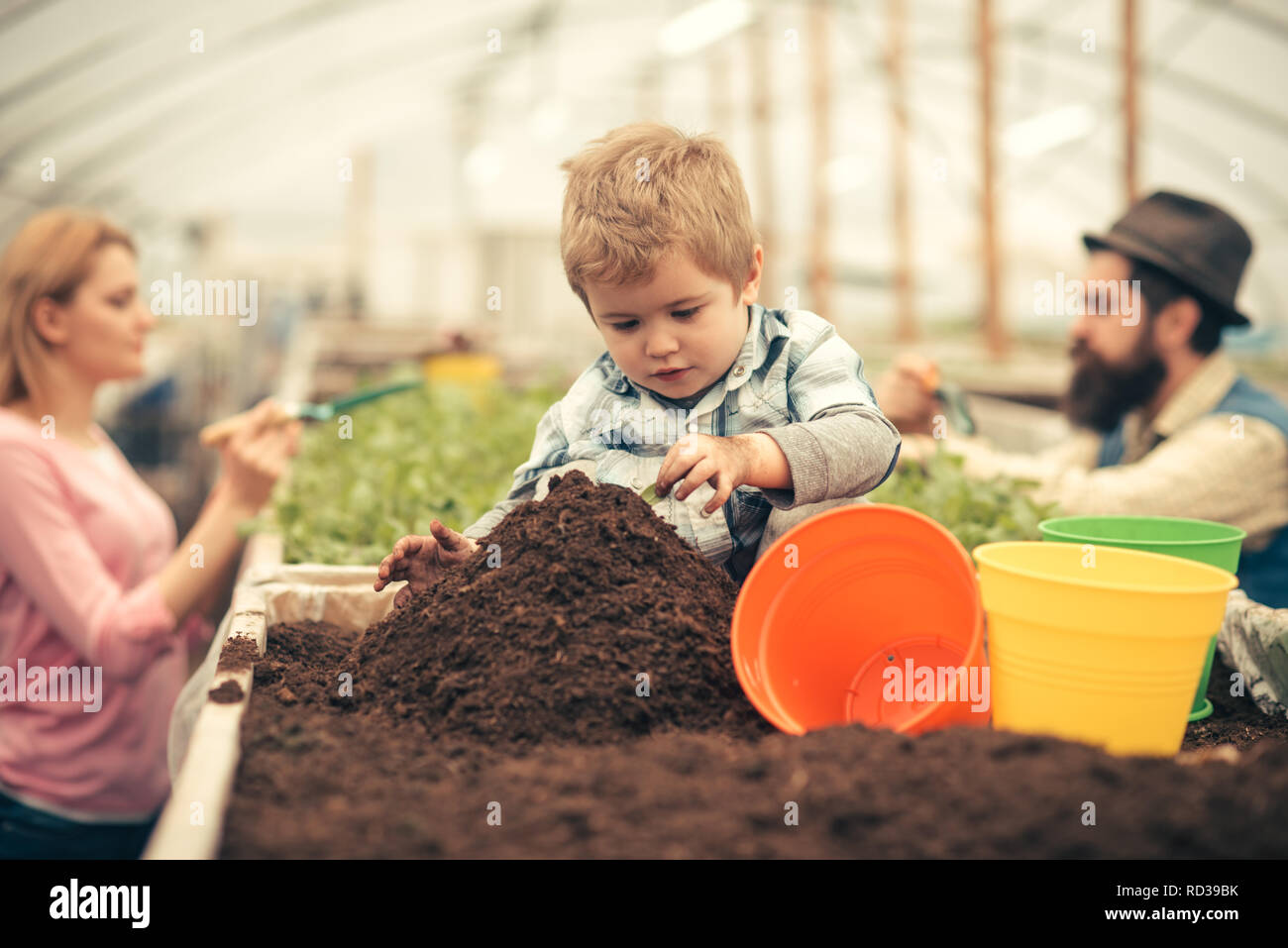 little farmer. little farmer work with soil. little farmer in ...