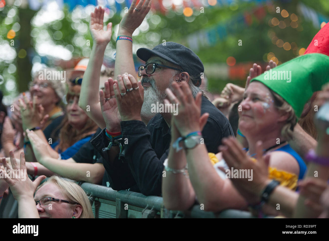Crowd watching a band at the Bearded Theory music festival Stock Photo ...
