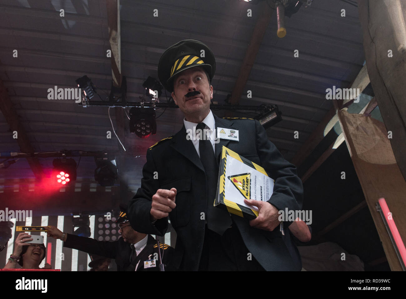 Comic Health and safety officer on stage with the bar steward sons of ...