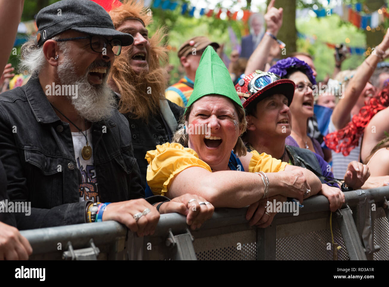 Crowd watching a band at the Bearded Theory music festival Stock Photo ...